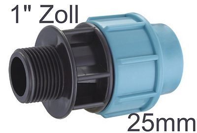 PE Rohr Ø 25 mm auf 1" Zoll AG Außen gewinde Kupplung Adapter Übergang ...