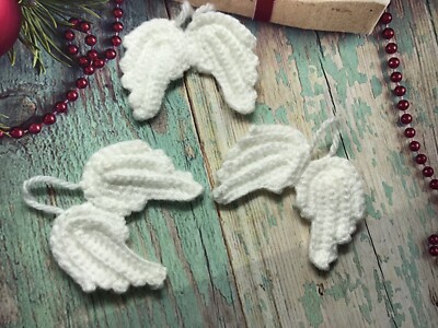 White Angel Wings Set 2Christmas Gift Tag Accessory Appliqué Doll Toy ...