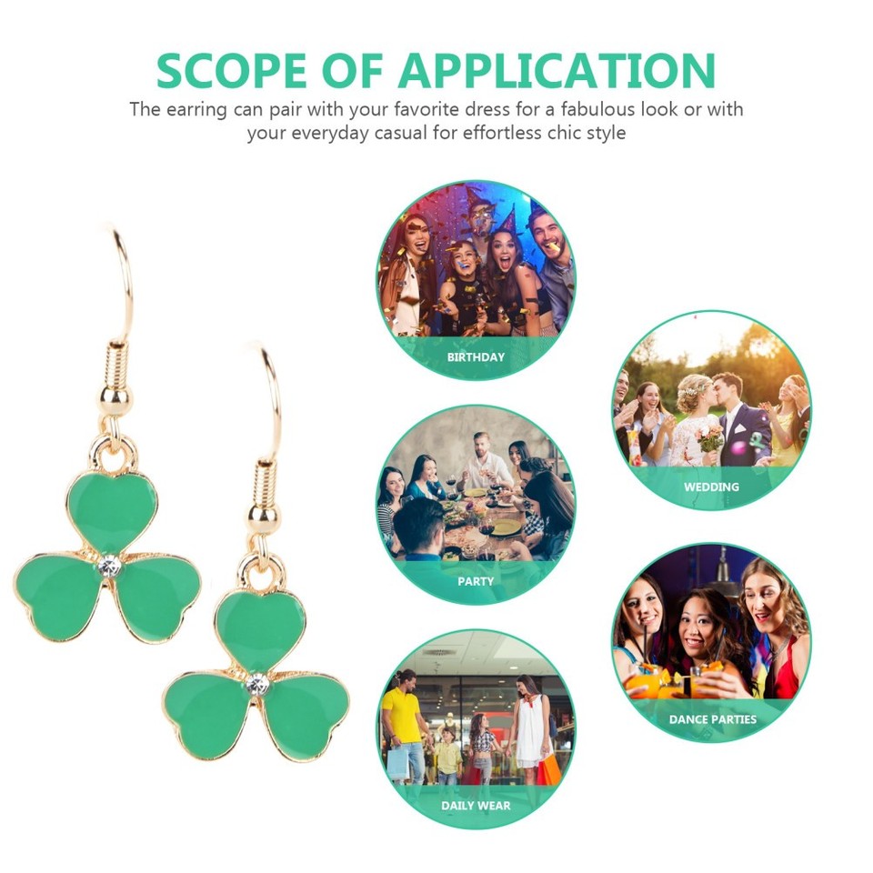 Glitter Shamrock Hanging Stylish Jewelry Party Earrings Four-leaf ...