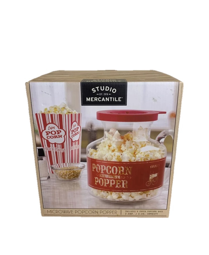 Studio Mercantile• Microwave Popcorn Popper & 6 Paper Popcorn Bags /NEW ...
