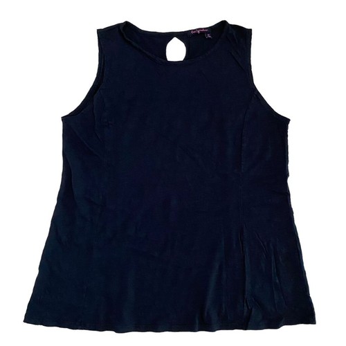 FRESH PRODUCE Medium BLACK CHLOE $45 Key Hole Cotton Slub TANK Top NWD ...