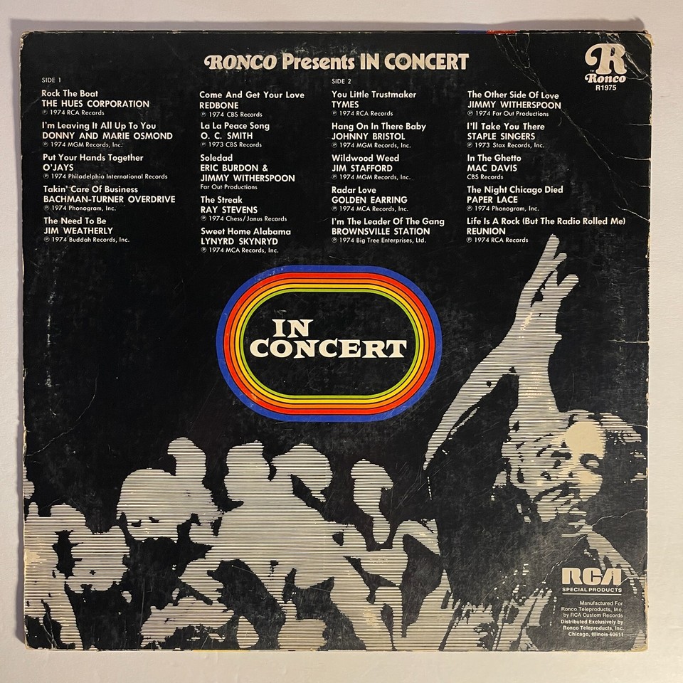 Ronco Presents In Concert Vinyl, LP Compilation 1975 Ronco ‎– R1975 | eBay