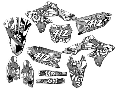 2019-2023 RMZ 250 ZANY White Senge Graphics Kit Compatible with Suzuki ...