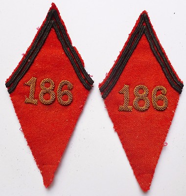 Pattes de Col 1914/1918 WWI 186° RA LT RGT ARTILLERIE ORIGINAL Uniforme ...