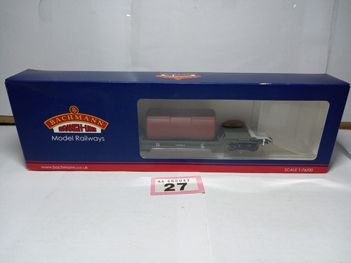 OO Gauge Bachmann 33-879A 415296 Bogie Well Wagon LNER Grey with Boiler ...