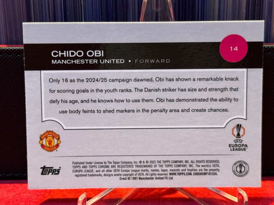 2024-25 Topps Chrome Chido Obi Martin RC Aqua Lava 075/199 Rookie #14 ...