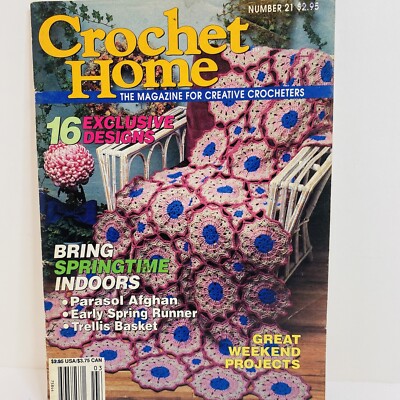 Crochet Home Magazine Feb/Mar 1991 Spring Issue Afghans Doilies Teddy ...