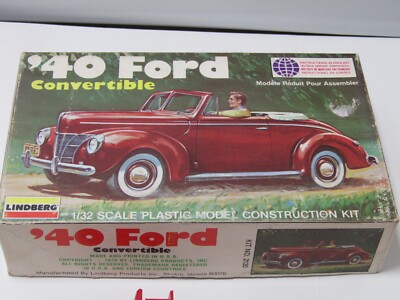 OLD LINBERG 40 FORD CONVERTIABLE # 2120 RED MODEL CAR KIT COMPLETE | eBay