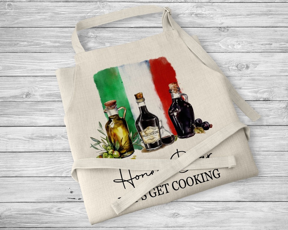 Italian Design Cooking Linen Apron, Custom Chef Gift Personalized ...