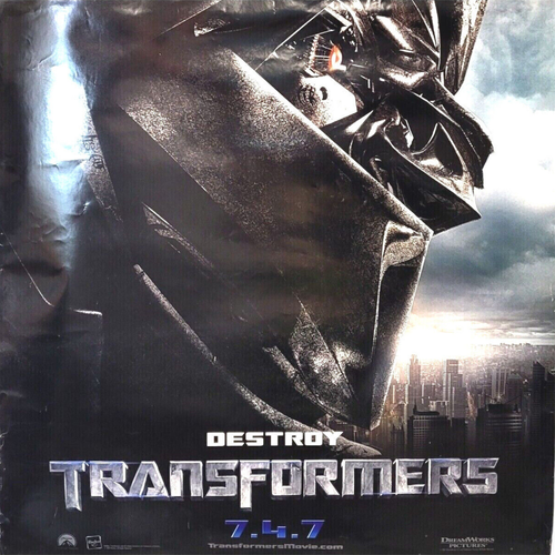 Transformers Movie Theater Poster Double Sided 2007 Original DreamWorks ...