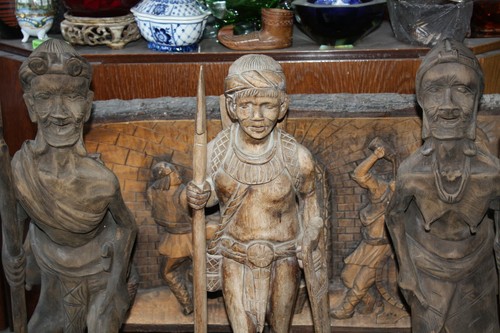 Female XXL 24" Antique Philippine Igorot Tribe Wood Carved Warrior Head ...