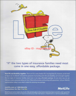 METLIFE Insurance 1-Page Magazine Print Ad 2007 SNOOPY Woodstock | eBay