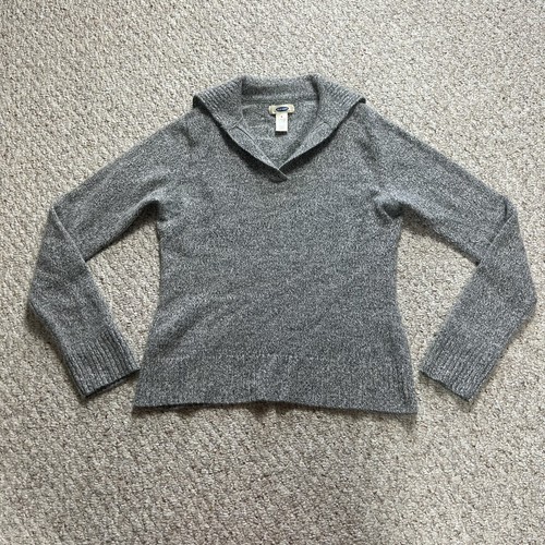 Old Navy V Neck Wool Rabbit Hair Gray Sweater Womens M Lambs Wool ...