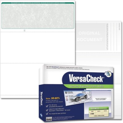 VersaCheck Secure Checks - 250 Blank Business Voucher Checks - Green ...