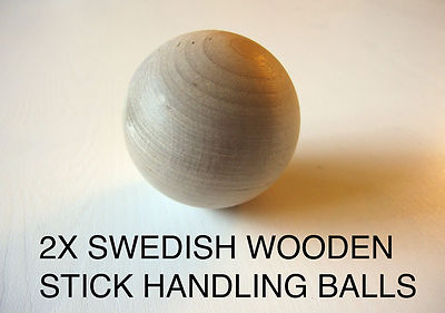 2 Hockey Swedish Wooden Stickhandling Ball! 2", Wood Stick Handling ...
