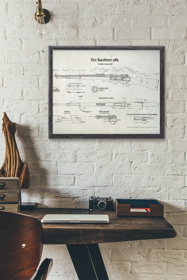 WW1 Mauser K98 Rifle Patent Print - WW2 German Karabiner 98k Kar98k ...