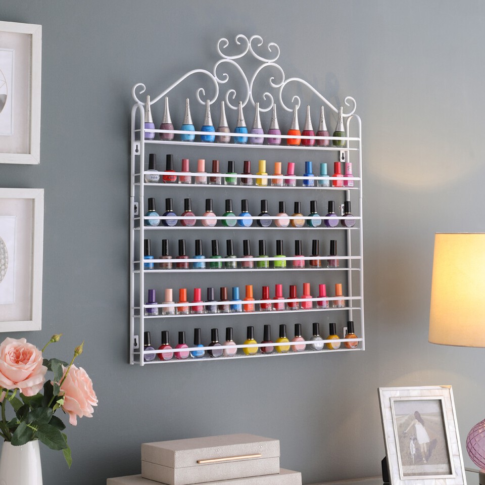 Metal Nail Polish Rack Wall Mounted Display Organizer Holder Over 200 ...