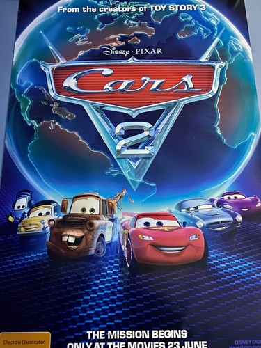 CARS 2 DISNEY - Original and Authentic AUS One Sheet Movie Cinema ...