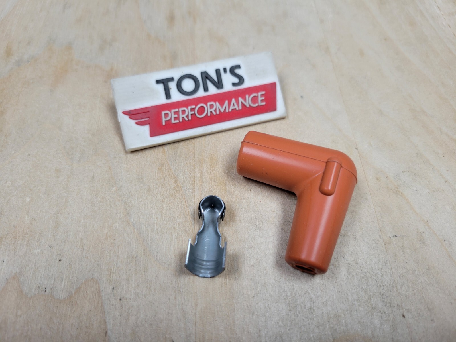 Set of 8 Orange Race High Temp Spark Plug Wire 90 right angle Boot ...