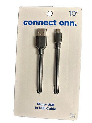 Connect Onn Micro-USB to USB Cable, 10 ft. WIABLK100009824 | eBay