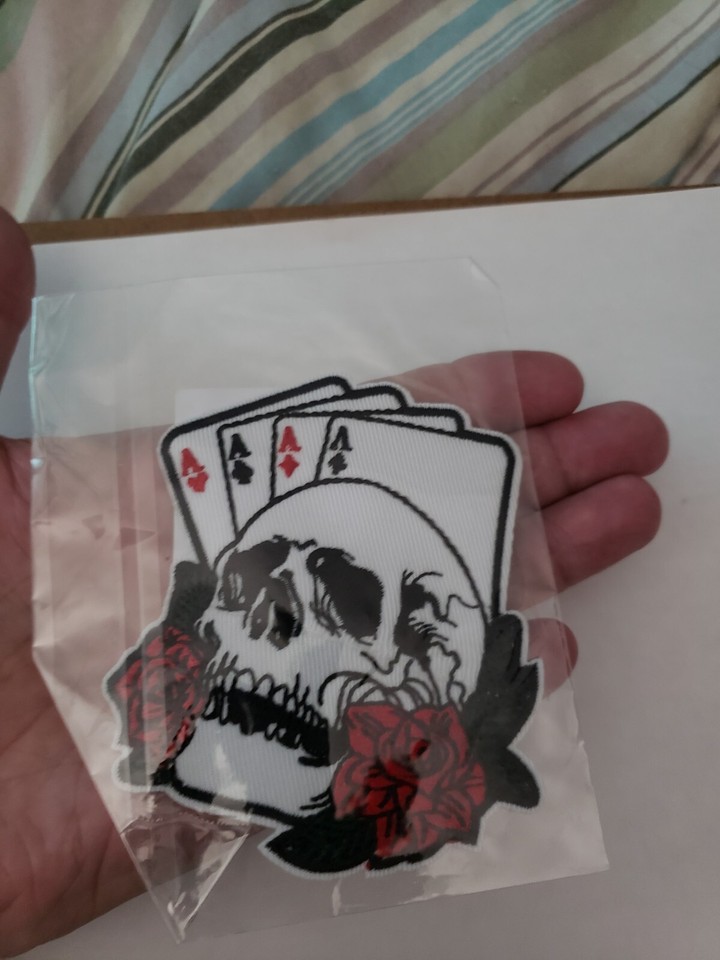 Skull And Roses 4 Aces Embroidered Patch 3x3 | eBay