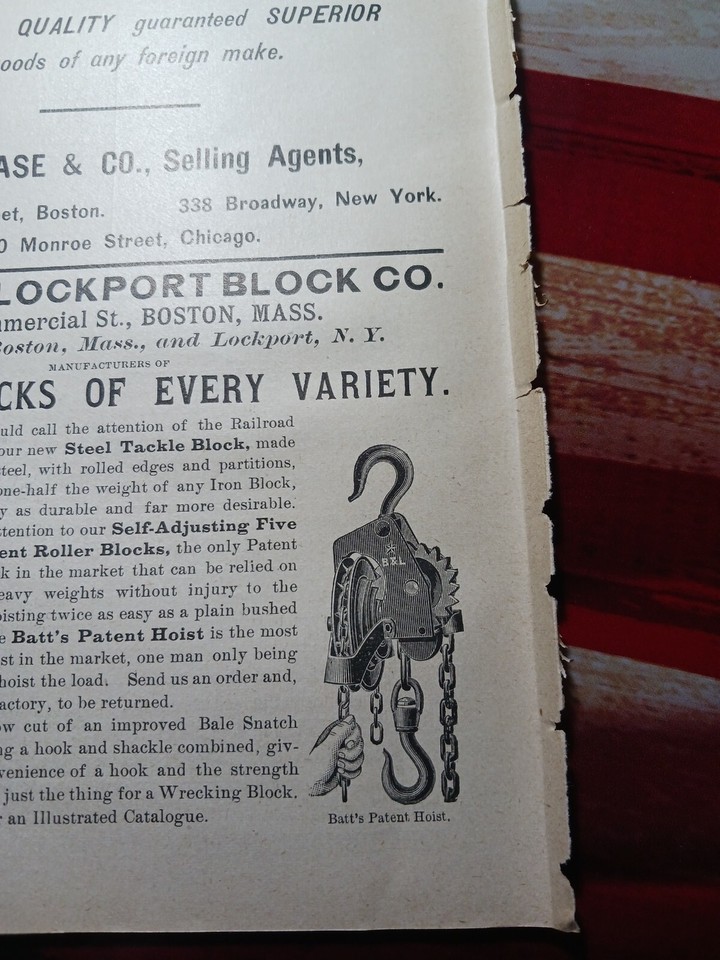1889 Print Ad With Picture BOSTON & LOCKPORT BLOCK COMPANY Tackle ...