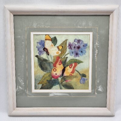 Linn Done Print - 2 Butterflies & Flowers - 6x6 Matted - 11.5x11.5 ...