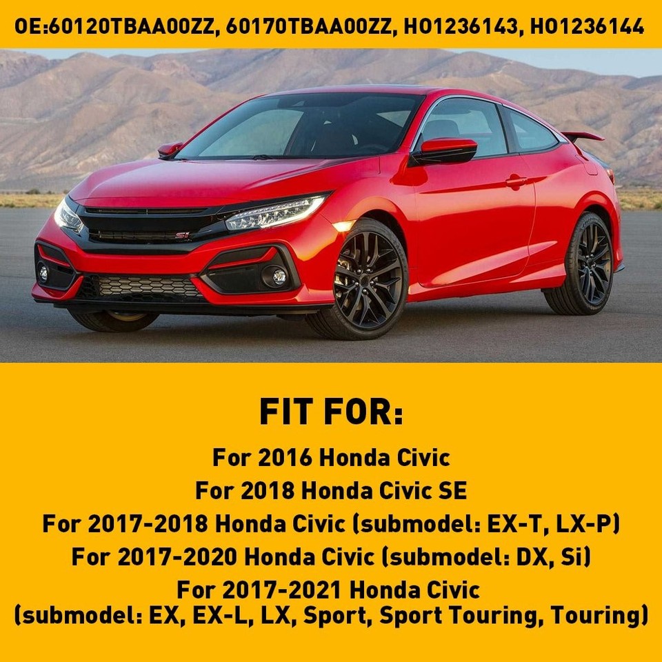 Fit For Honda Civic 4 Door 2016 2017 2018 Hood Hinges Right & Left Pair ...