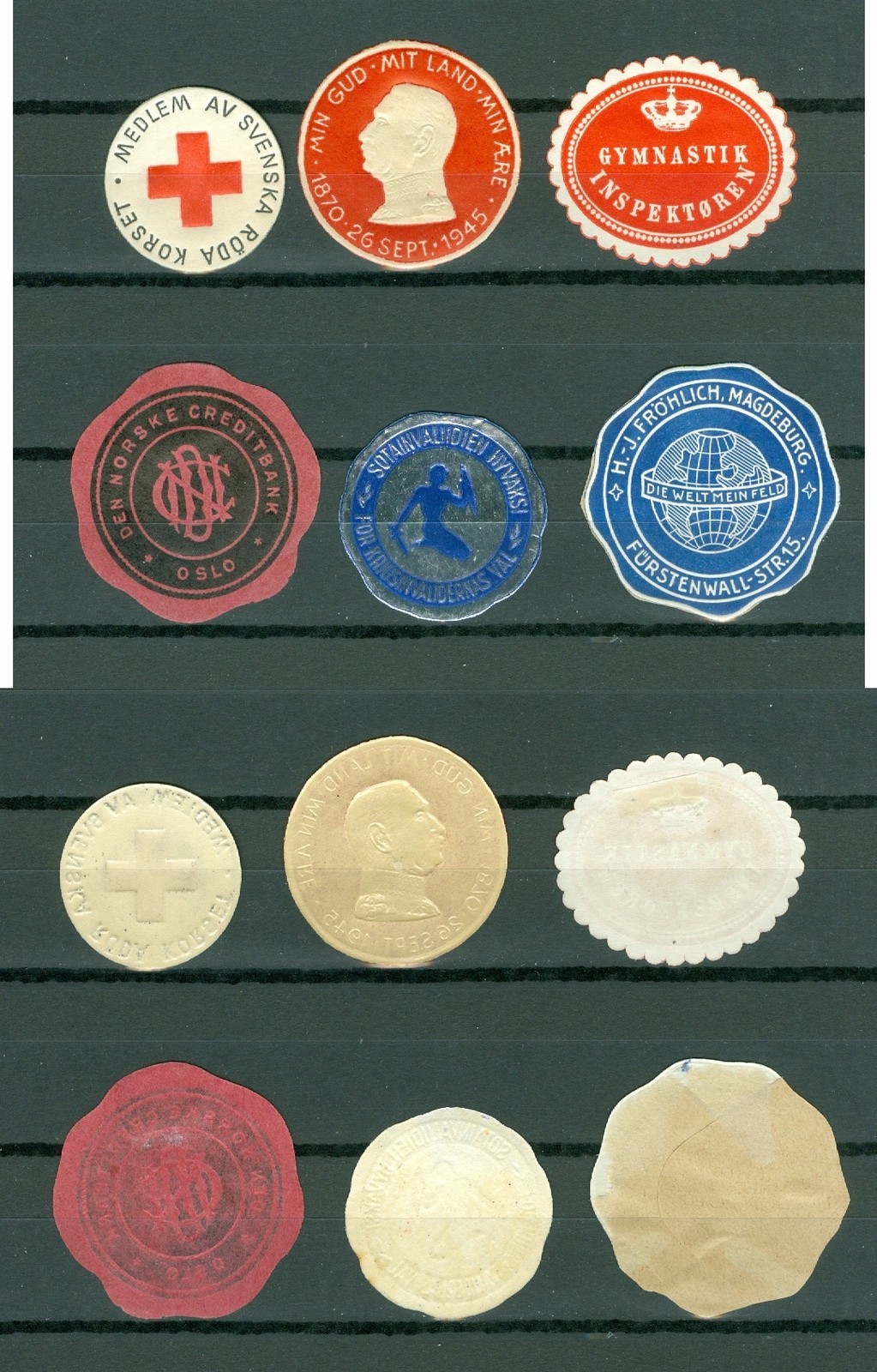 World. Poster Stamp, Seal. Lot 6 Diff. Denmark, Norway, Sweden, Finand ...