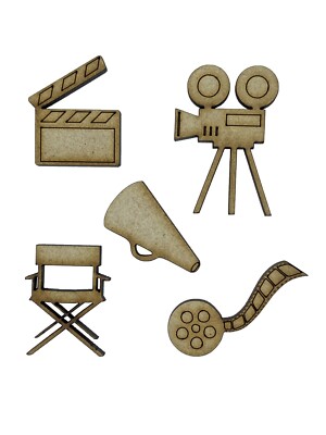 20x Assorted Movie Filmmaking Props 3cm Wood Craft Embelishments Laser ...