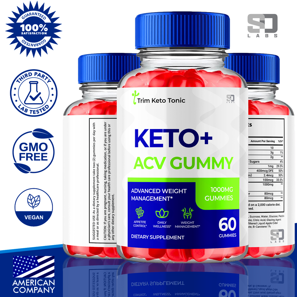 Trim Keto Tonic Gummy, Trim Keto Tonic Keto ACV Weight Loss Gummies (60 ...