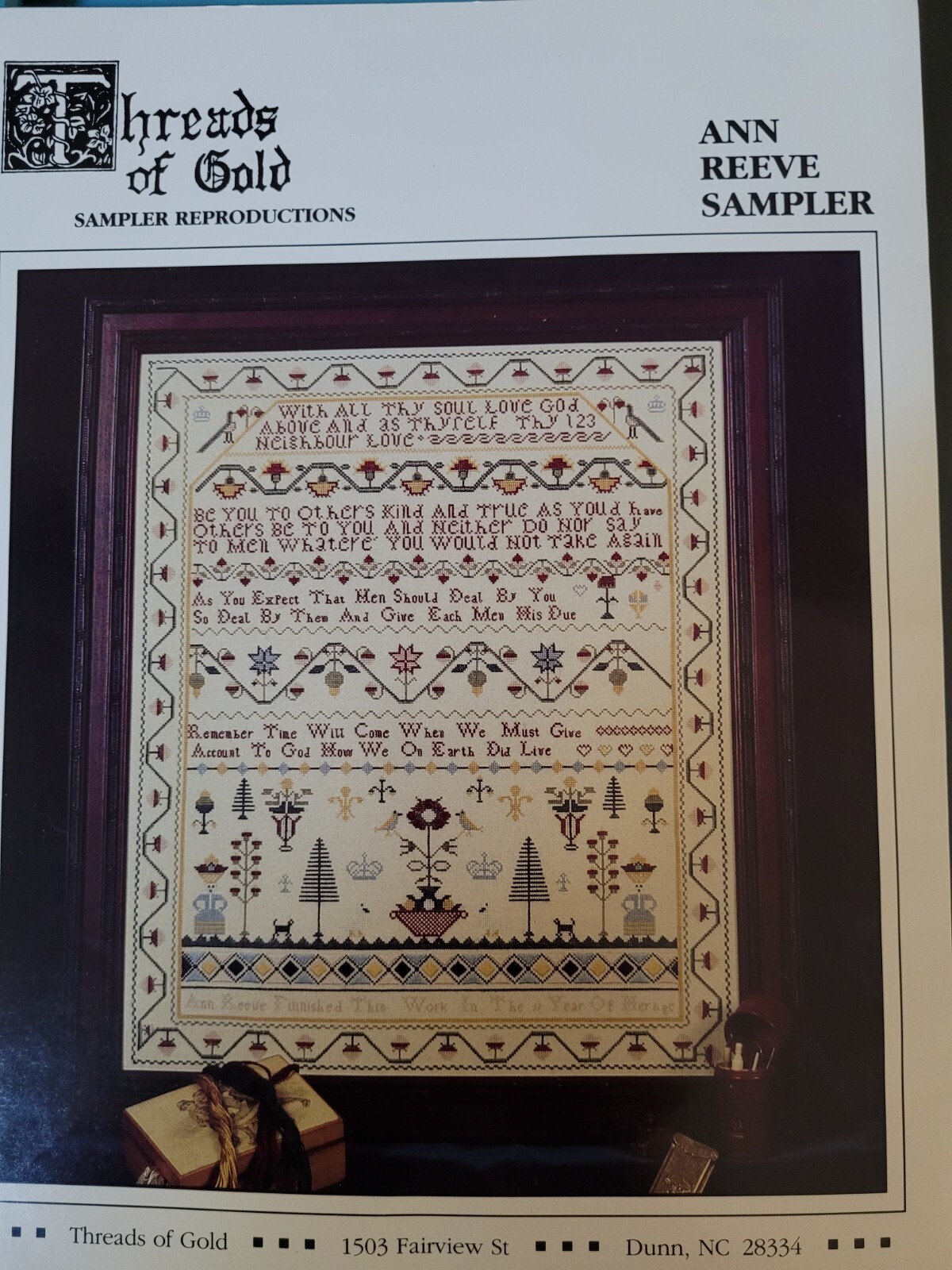 THREADS OF GOLD Ann Reeve Antique Reproduction Sampler Chart NEW | eBay