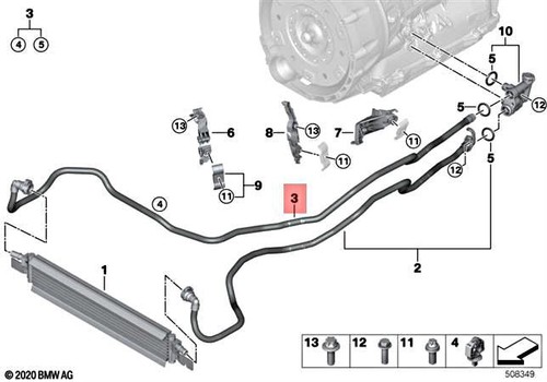 Genuine BMW G20 320i 330i 330iX Transmission Oil Cooler Line Return ...