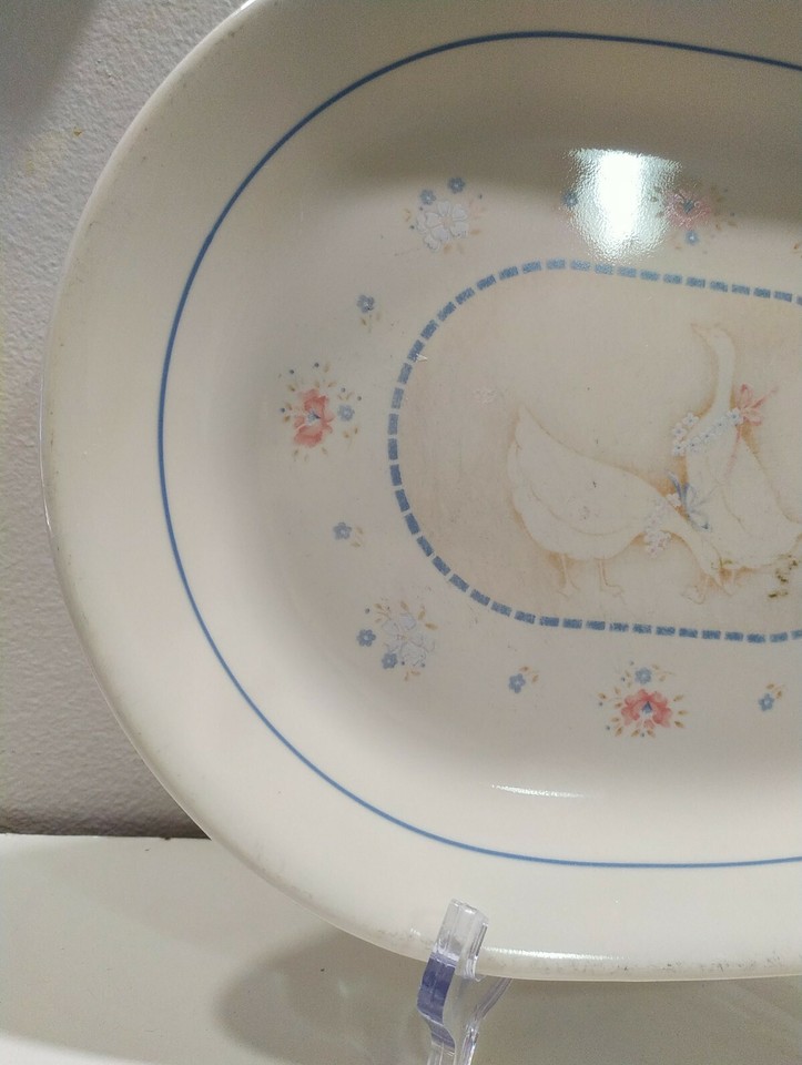 Vintage Corelle Country Promenade Geese Goose 12" Oval Tray Plate ...