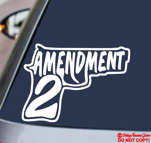 2ND AMENDMENT GUN VINYL DECAL STICKER CAR WINDOW BUMPER PISTOL HANDGUN ...