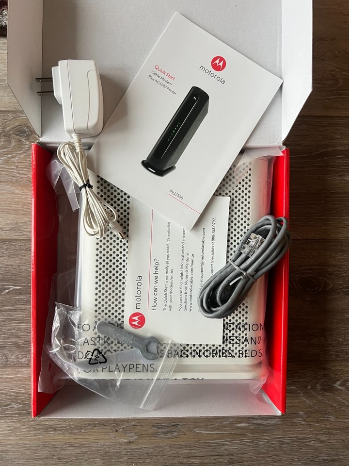 Motorola MG7550 16x4 DOCSIS 3.0 Cable Modem plus ** AC1900 Router ...