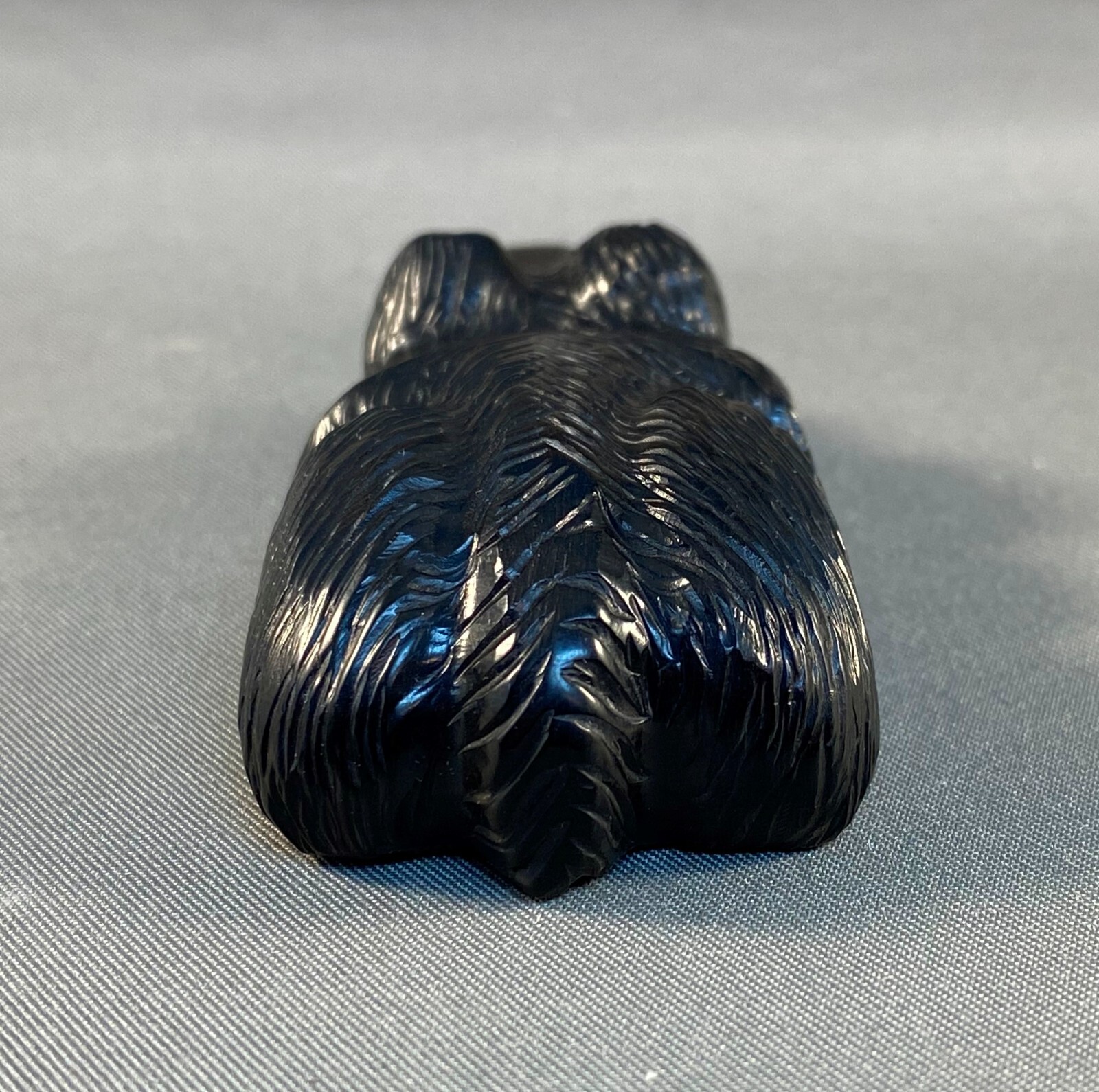 Zuni Detailed Carved Jet Badger Fetish w/ Turquoise Eyes by Mike Tucson ...