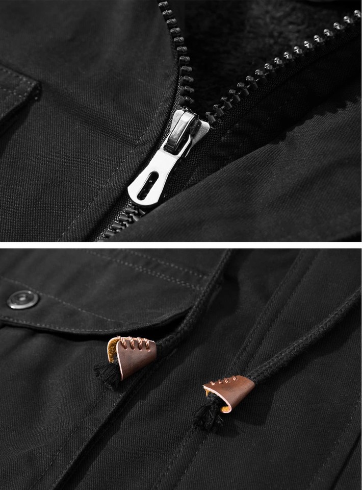 Men's Cargo Jacket Fleece Lined Winter Thermal Pockets Hiking Full Zip ...