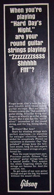 Gibson Guitar Strings Beatles Reference 1968 Small Poster Type Advert ...