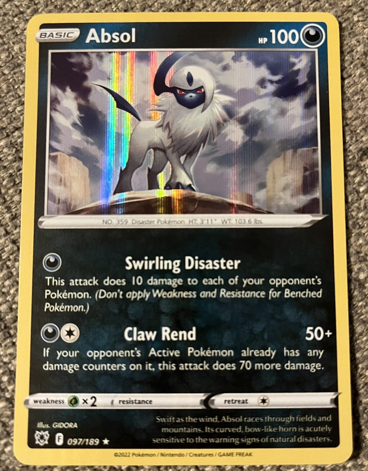 Absol Holo Rare Pokemon Card 097/189 Astral Radiance | eBay