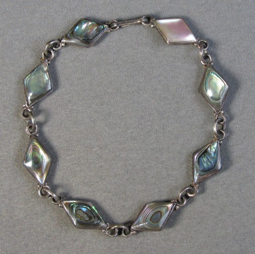 Vintage 825 Silver Abalone Panel Bracelet 6.5" Mexico 5.8g #J4216 | eBay