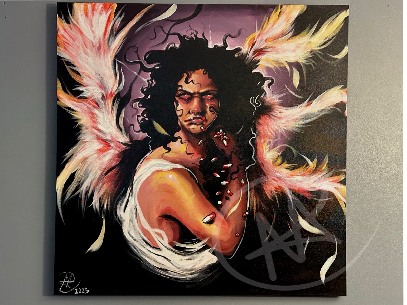 Original Acrylic Painting- “Fallen Angel” 36 in x 36 in - Gloss ...