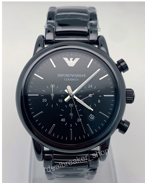 Emporio Armani AR1507 Chronograph Ceramic Black Band 43mm Men's Wrist ...