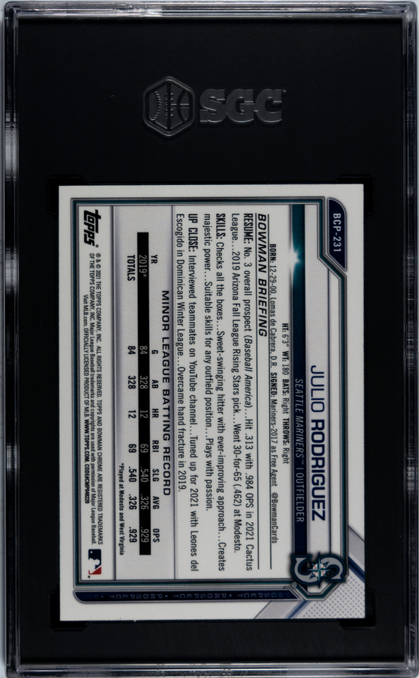 2021 Bowman Chrome Mega Box Julio Rodriguez #BCP-231 SGC 10 | eBay