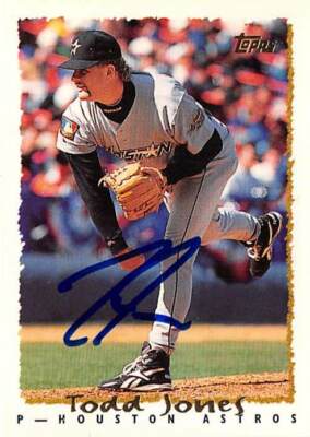 Todd Jones autographed baseball card (Houston Astros SC) 1995 Topps ...