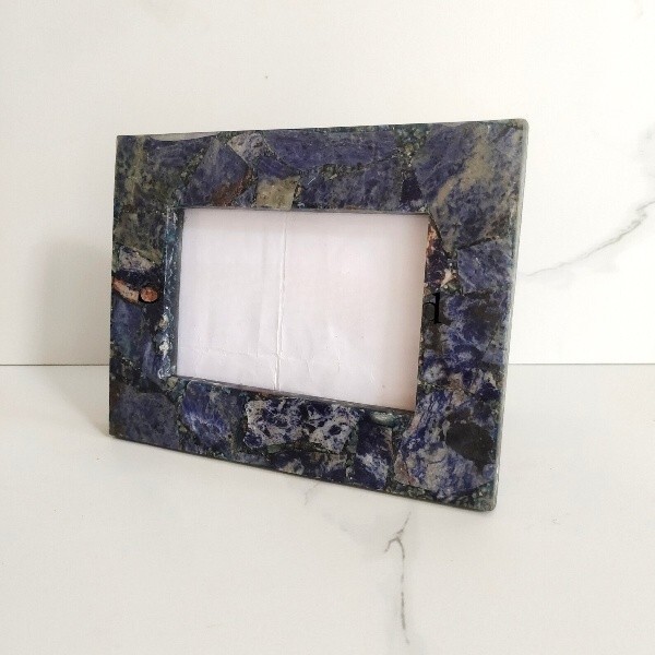 Blue Agate Photo Frame for Living Room Decor – Elegant Natural Stone ...
