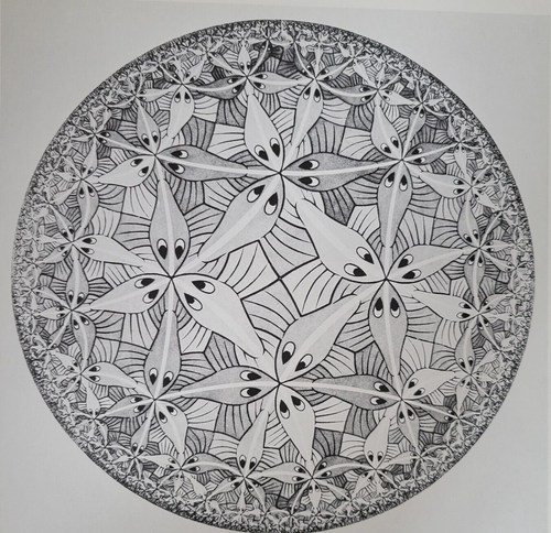 CIRCLE LIMIT III Stings of Fish Shooting Up Rockets M C Escher 11x7.75 ...