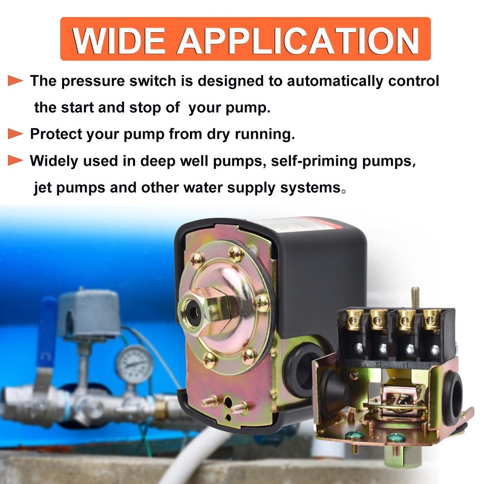 40-60 PSI Well/Water Pump Pressure Control Switch Adjustable Double ...