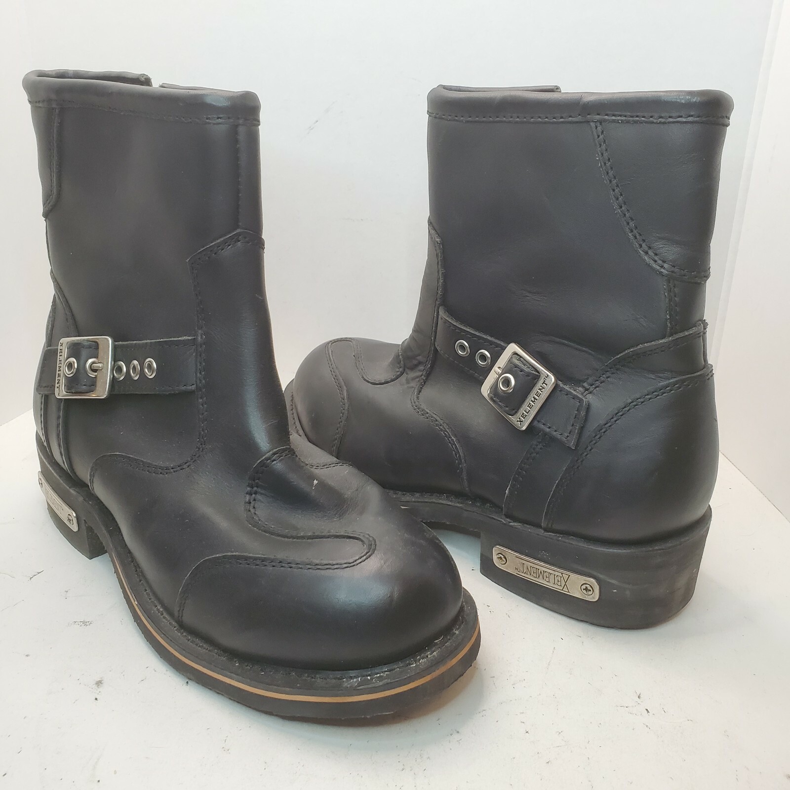 Xelement Black Leather Zipper Motorcycle Riding Boots… - Gem