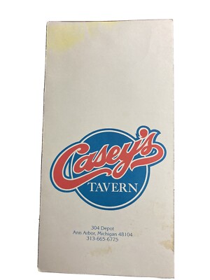 Casey's Tavern 304 Depot Ann Arbor Michigan MI Vintage Menu | eBay